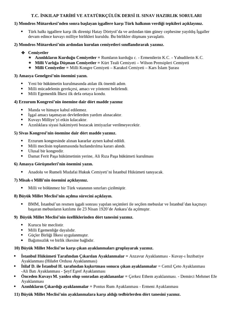 İnk - Tar. Haz. 2. Sınav | PDF