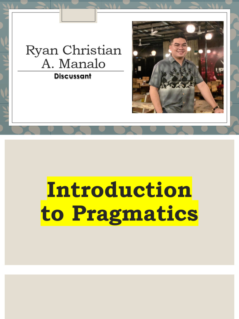 Introduction To Pragmatics | PDF | Semantics | Human Communication