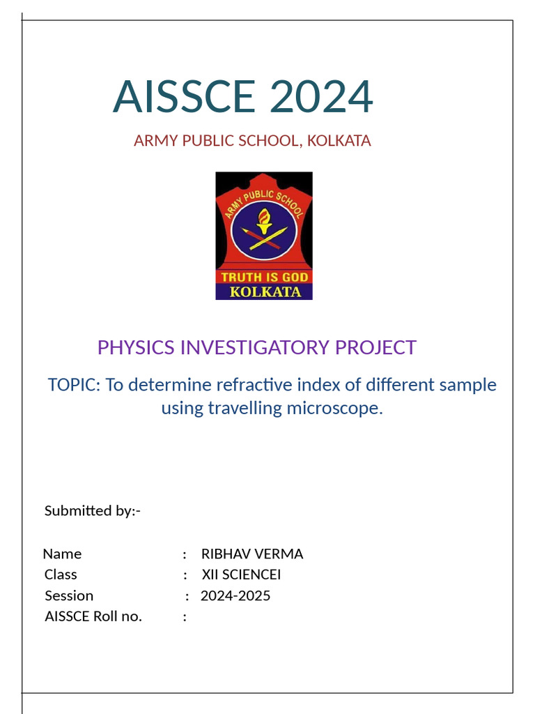 Physics Investigatory Group | PDF | Refraction | Microscope