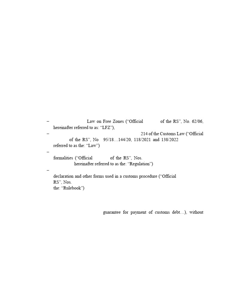 Customs Procedure in Free Zones | PDF | Customs | Tariff