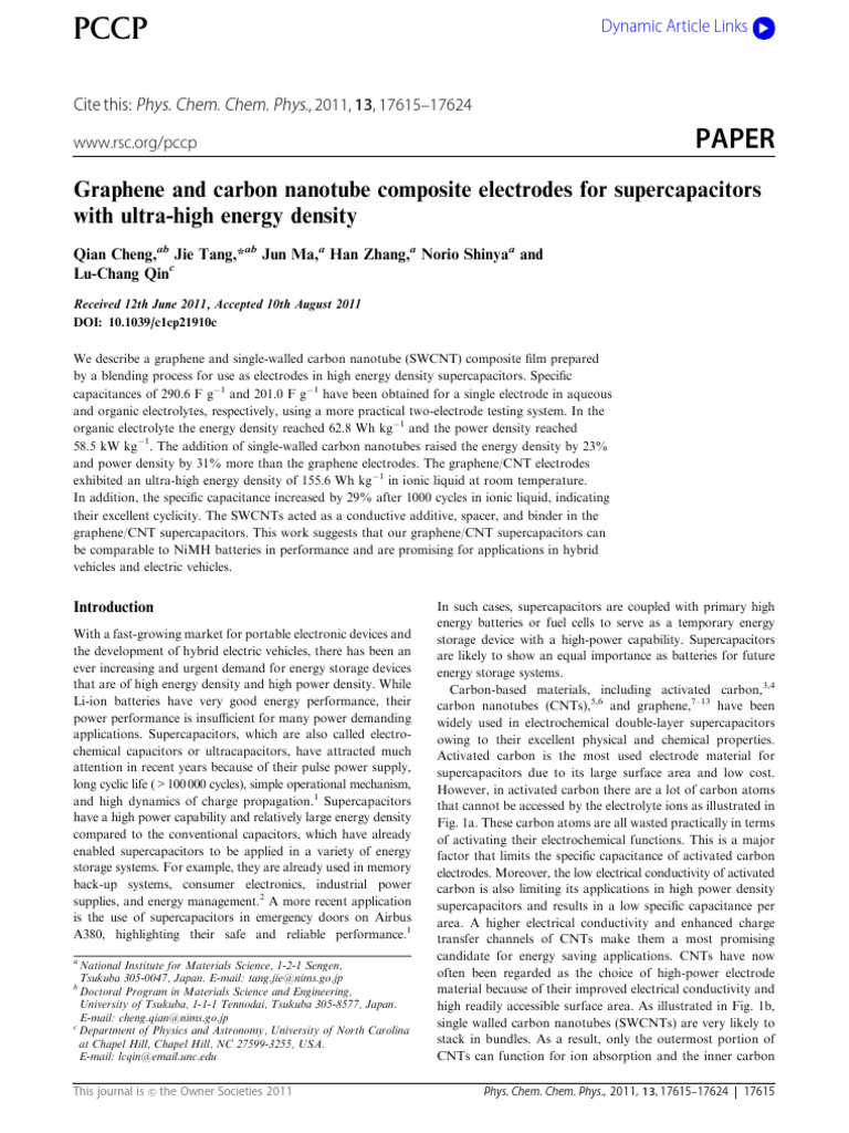 2011-Cheng-PCCP | PDF | Carbon Nanotube | Graphene