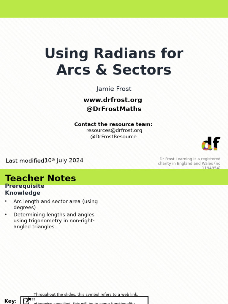 Using Radians For Arcs & Sectors - Lesson | PDF | Trigonometric ...