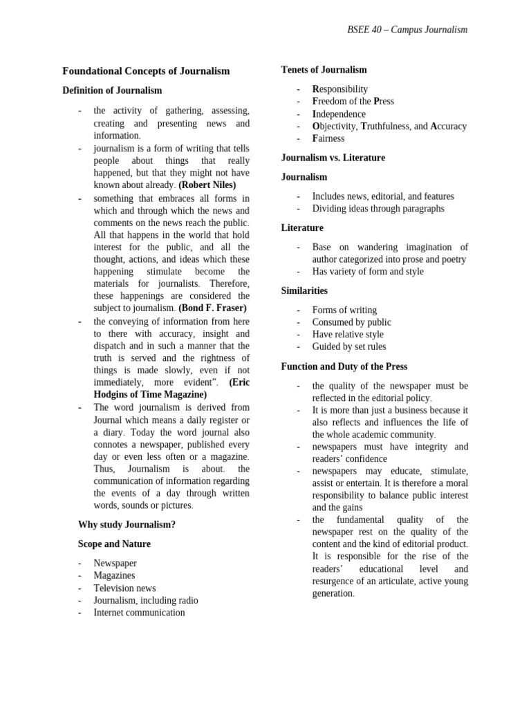 Understanding Campus Journalism Basics | PDF | Journalism | News