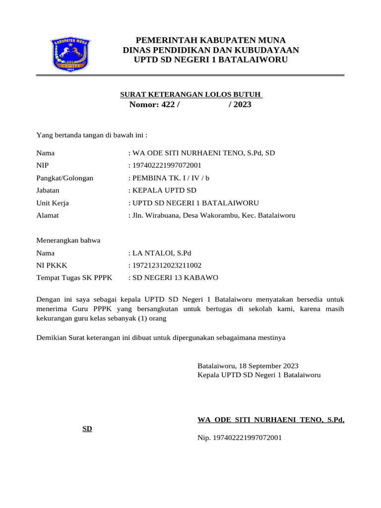 surat keterangan lulus butuh | PDF