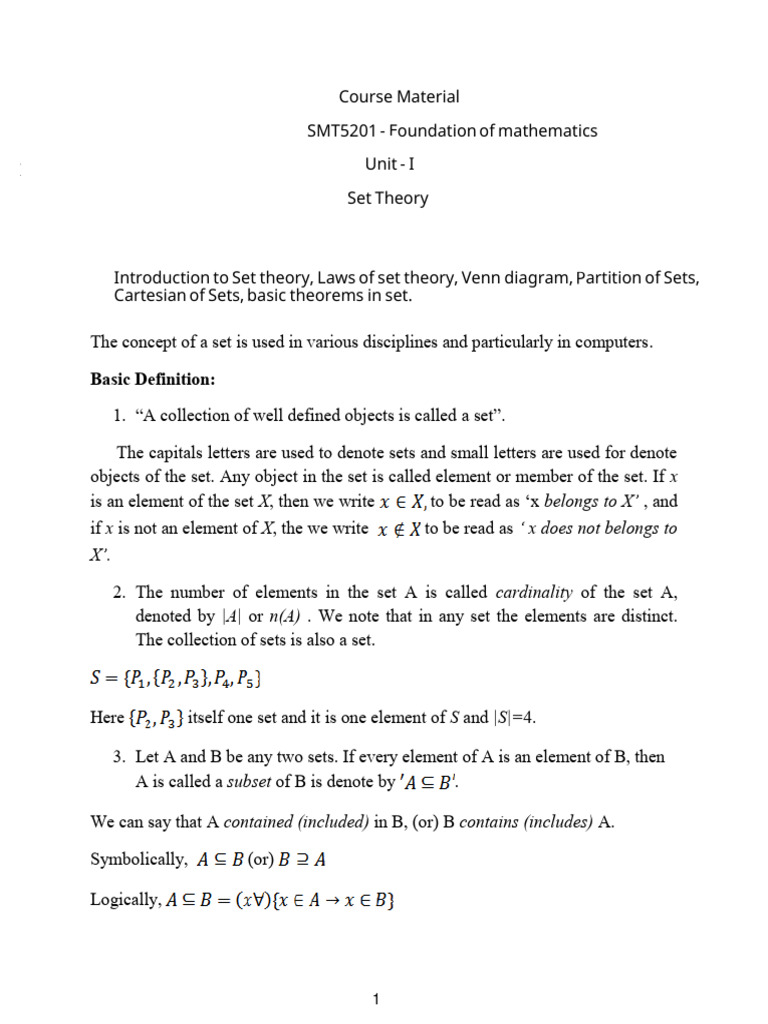 Introduction to Set Theory Concepts | PDF | Set (Mathematics ...
