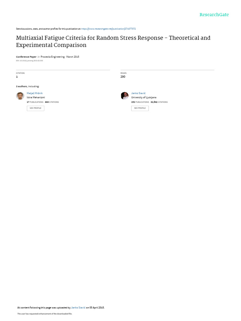Multiaxial Fatigue Criteria For Random Stress Response - Theoretical ...