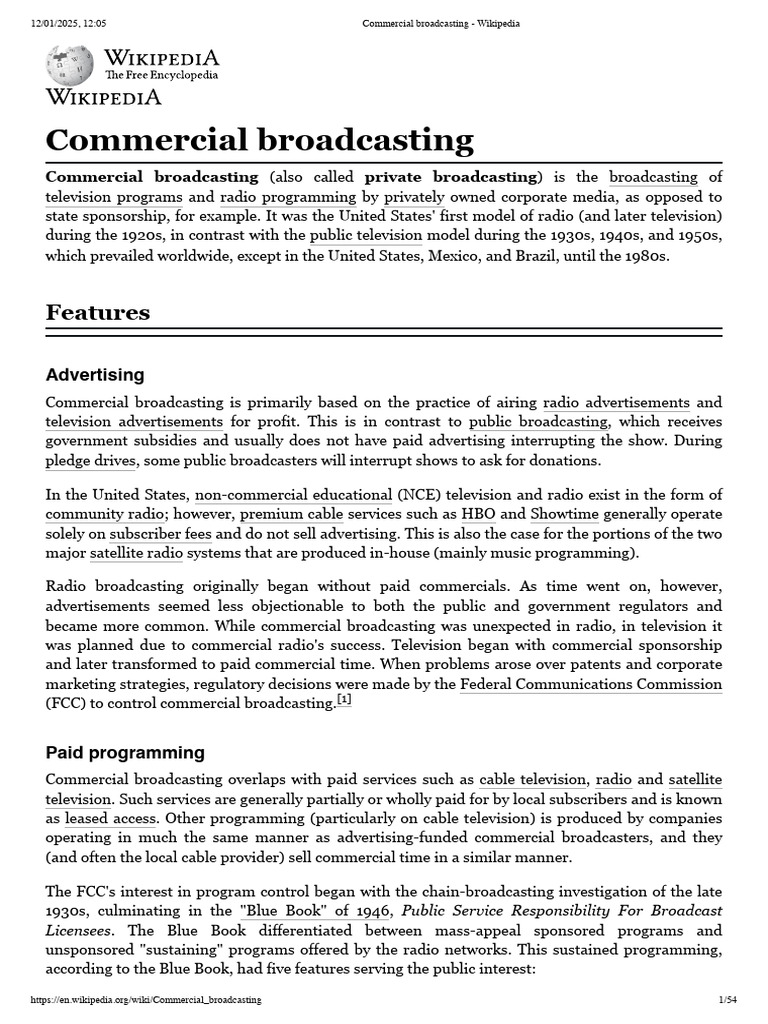 Overview of Commercial Broadcasting | PDF | Television Network | Television