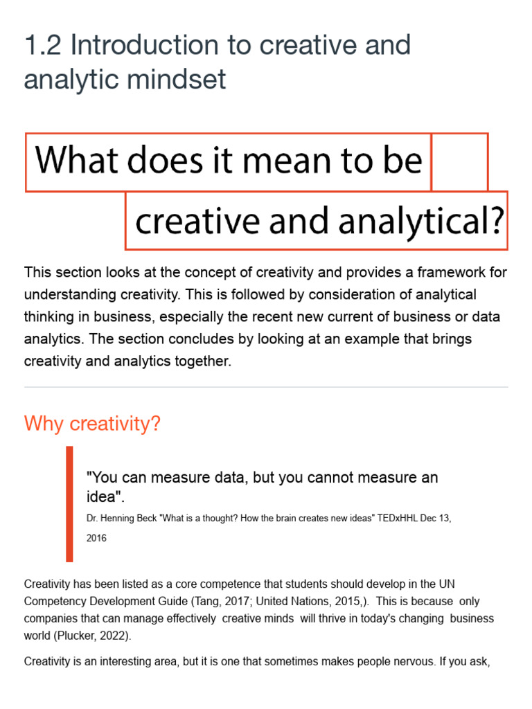 1.2 Introduction To Creative and Analytic Mindset: BUSS5221 Creative ...