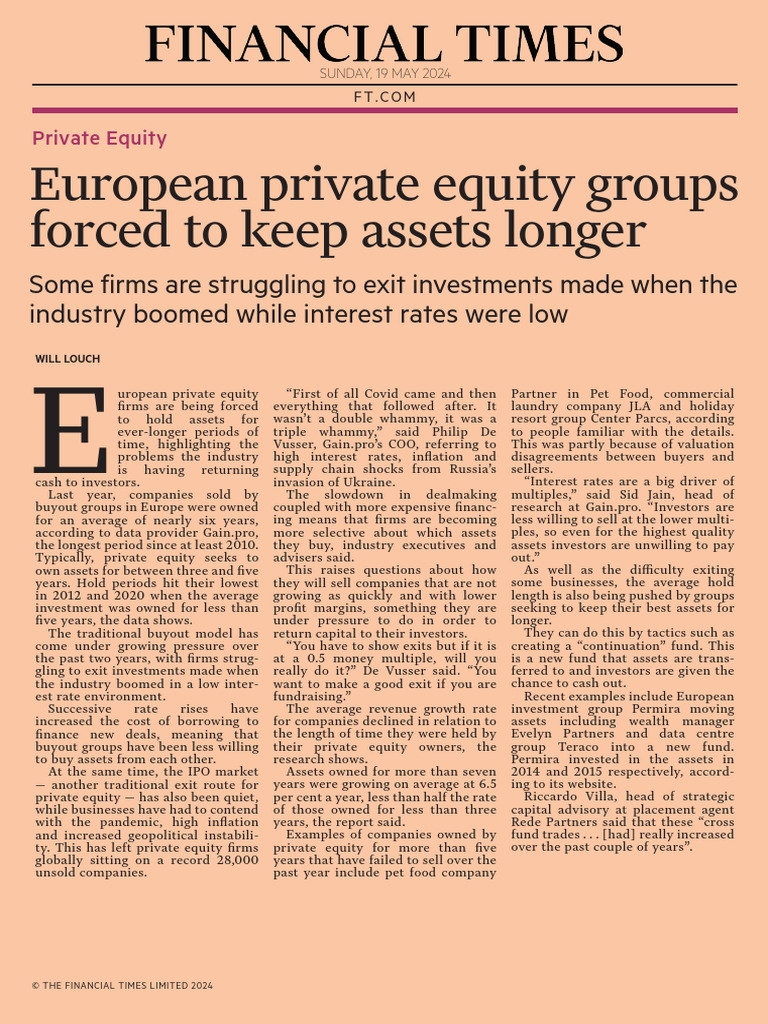 Financial Times Gain - Pro European Private Equity Groups Forced To ...