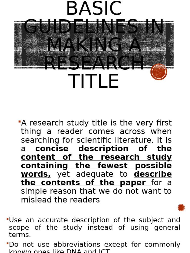 Basic Guidelines in Make Research Title 1 | PDF