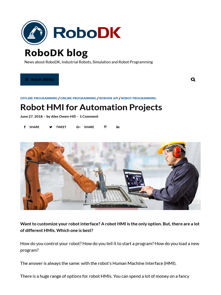 Robot HMI for Automation Projects - RoboDK blog | PDF | User Interface ...