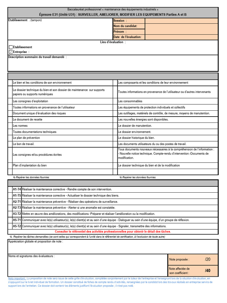 Évaluation U31 : Maintenance Équipements | PDF | la communication