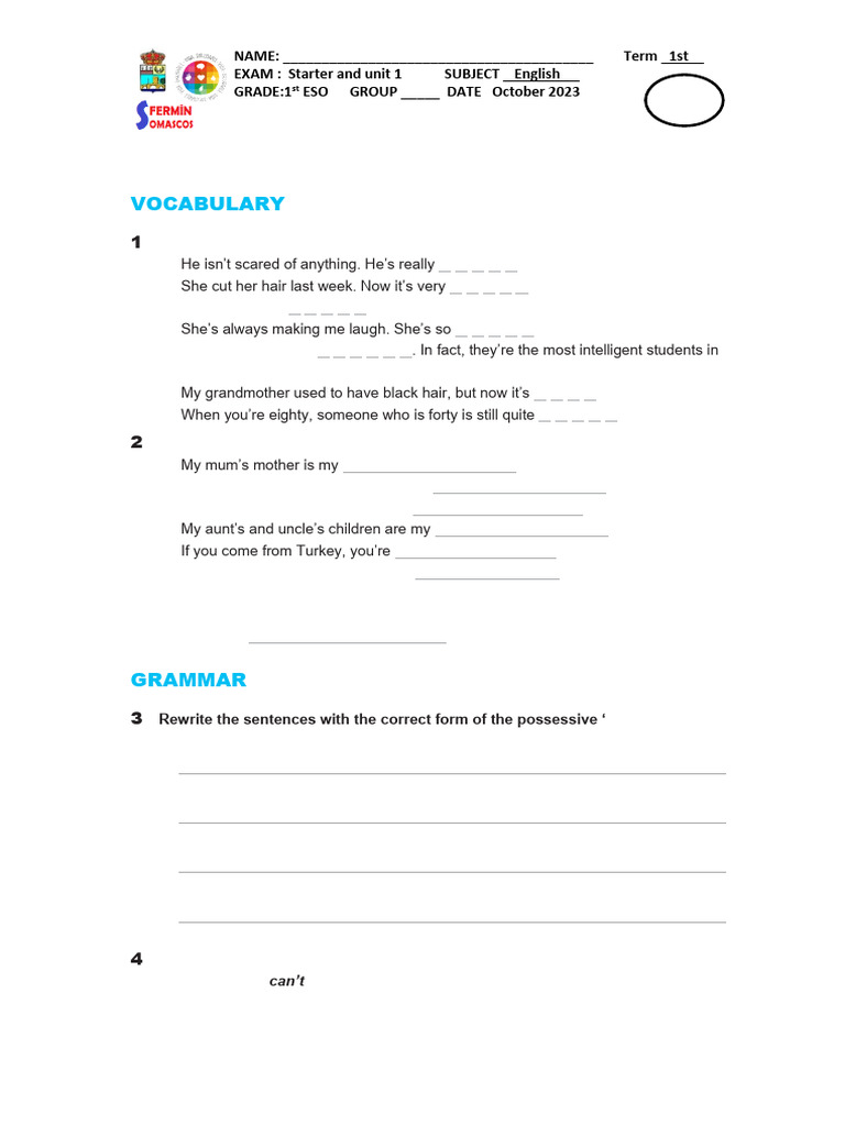 1st ESO Starter and Unit 1 Version 2 | PDF | Johnny Depp