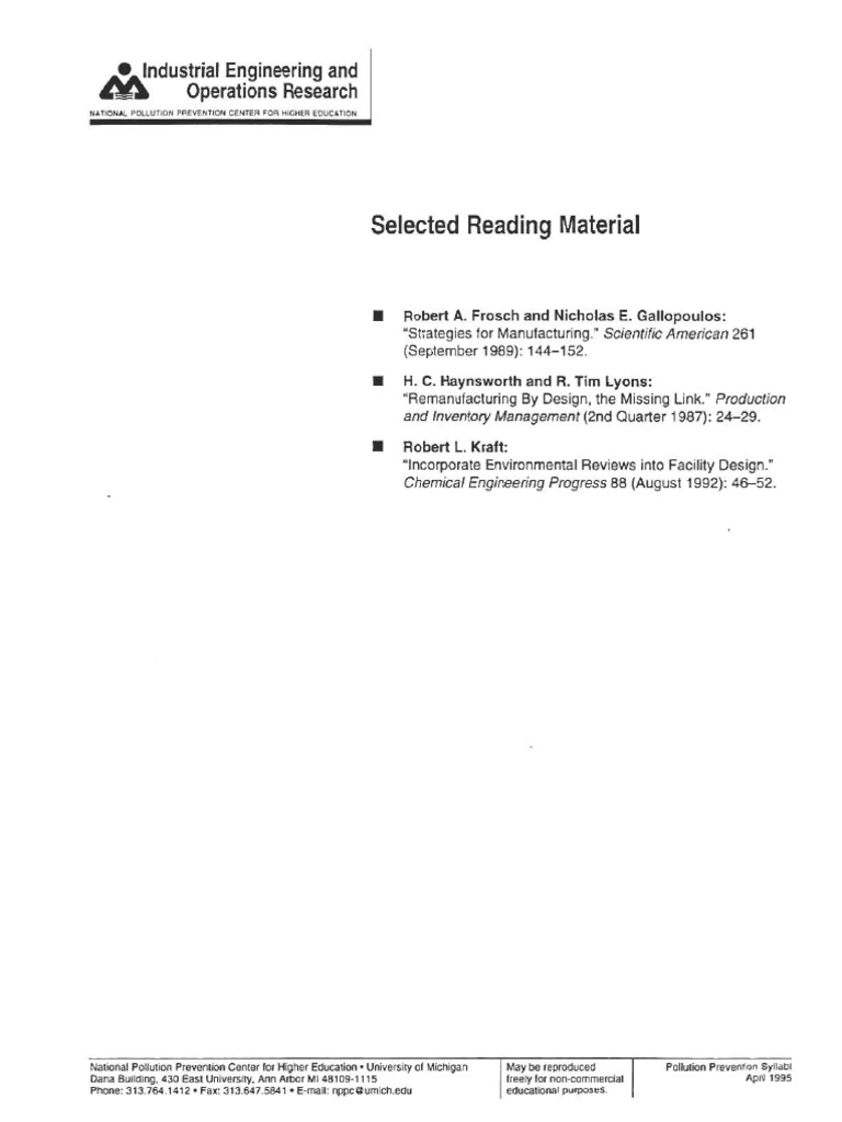 Frosch e Gallopoulos (1989) - Select Reading Material | PDF | Polyvinyl ...