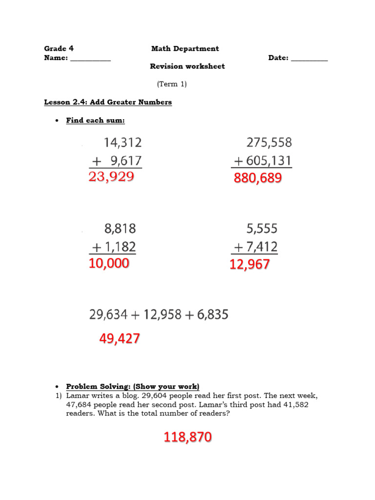 Gr4 practice sheet term1(2024-2025) answer key PDF | PDF