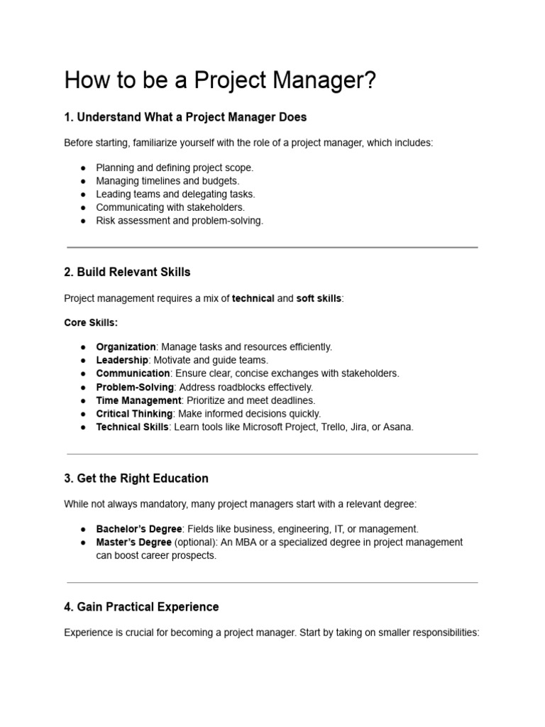 Guide to Becoming a Project Manager | PDF | Project Management | Agile Software Development