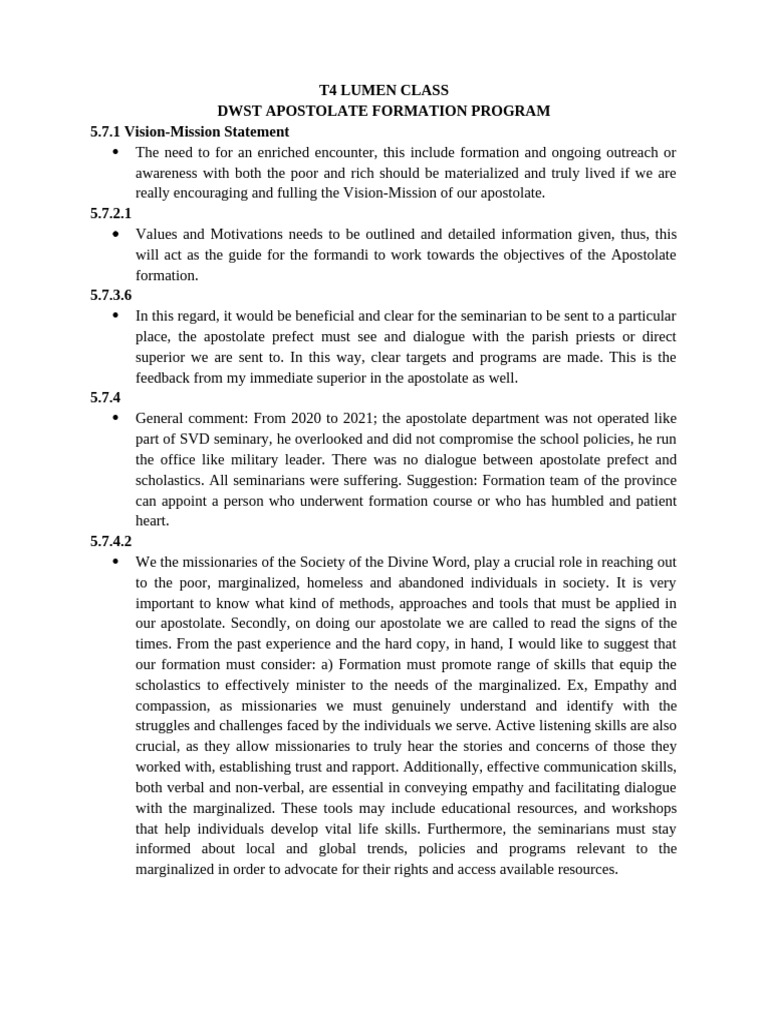T4 Apostolate Review And Evaluation PDF