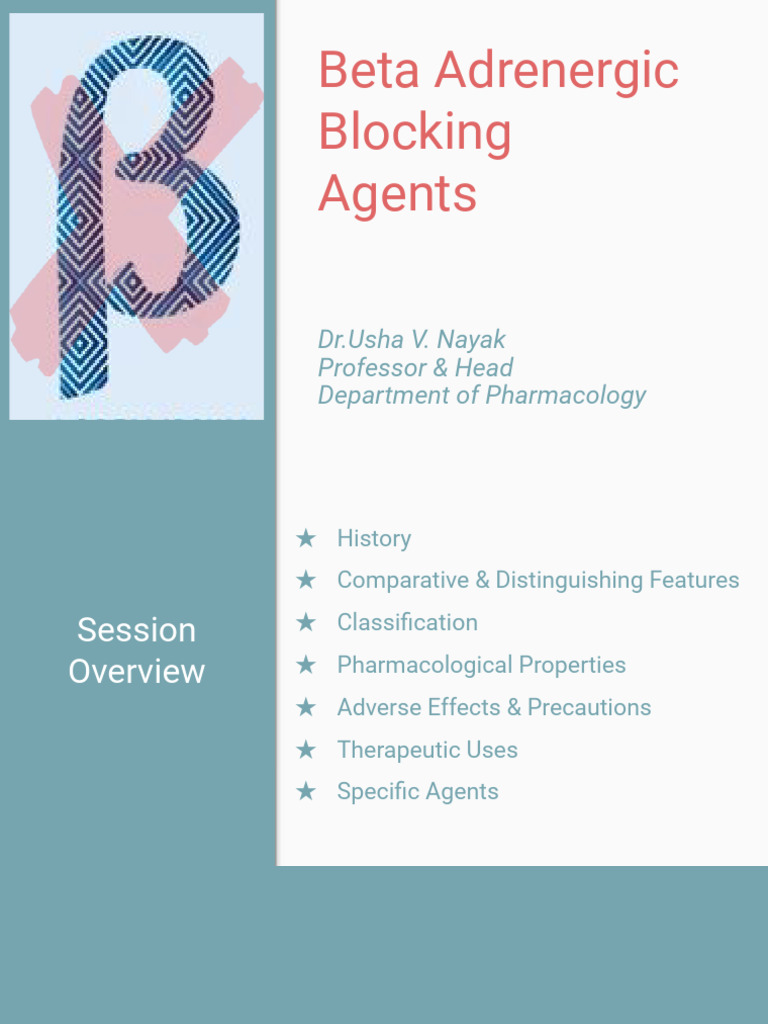 Beta Adrenergic Blocking Agents | PDF | Heart | Blood Pressure