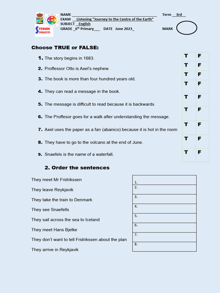 Listening Exam: Journey to Earth | PDF | Journey To The Center Of The Earth