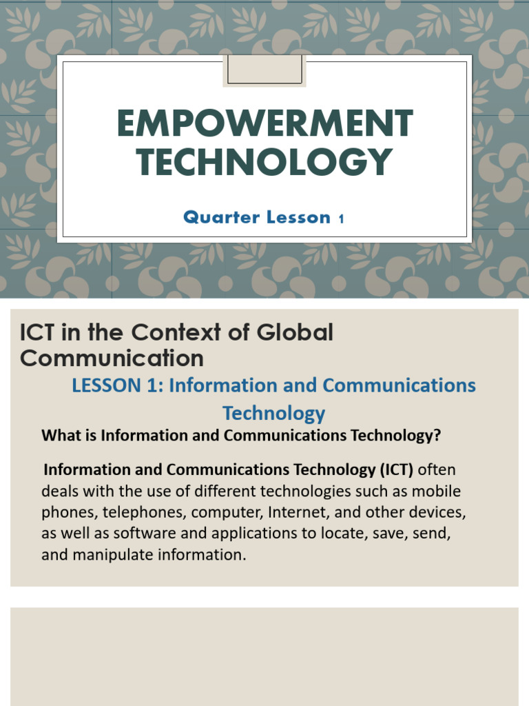 EmpTech-Lesson-1 | PDF | World Wide Web | Internet & Web