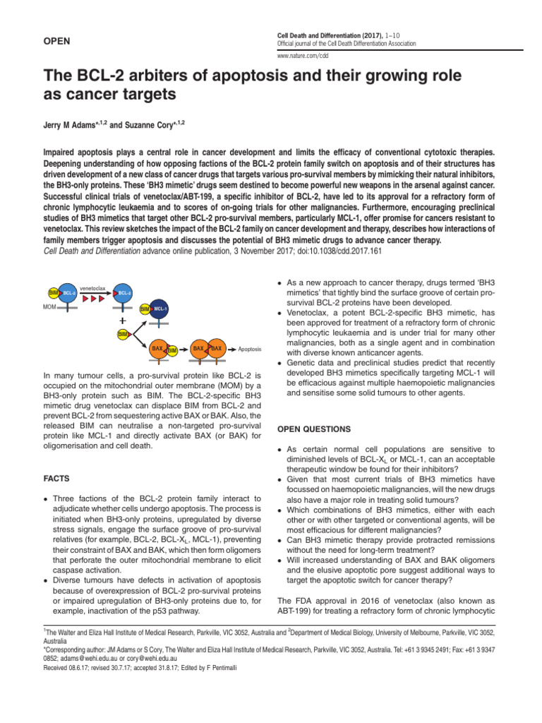 The BCL-2 Arbiters of Apoptosis and Their Growing | PDF | Bcl 2 | Apoptosis