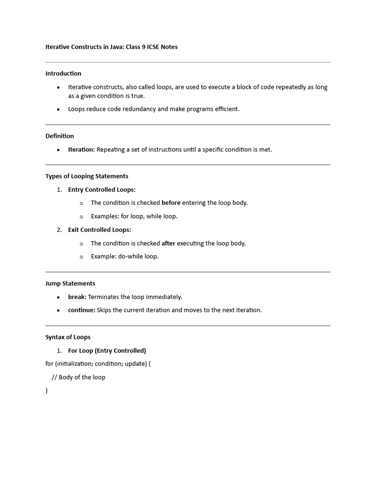 Iterative Constructs In Java Pdf Control Flow Computer Programming 1529