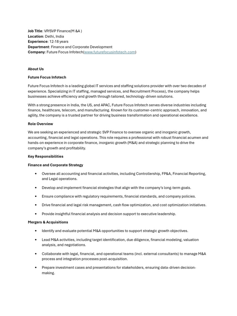 JD M&A Finance_FFI | PDF | Mergers And Acquisitions | Business Economics