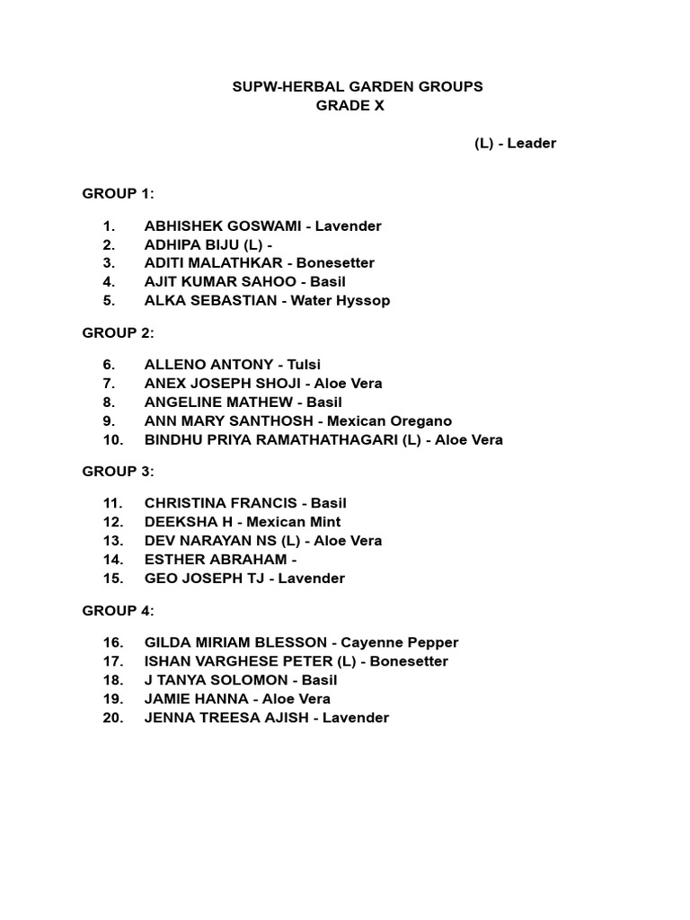 SUPW-HERBAL GARDEN GROUPS | PDF