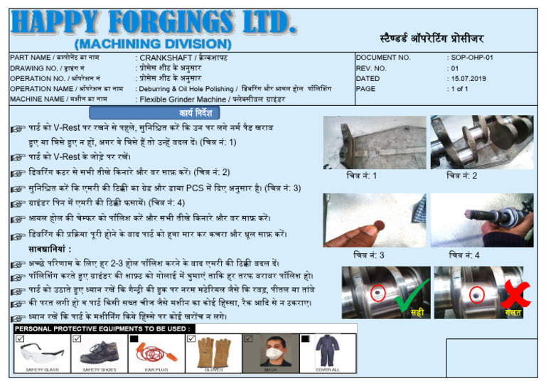 WORK INSTRUCTION FOR OIL HOLE POLISHING Rev 01 | PDF