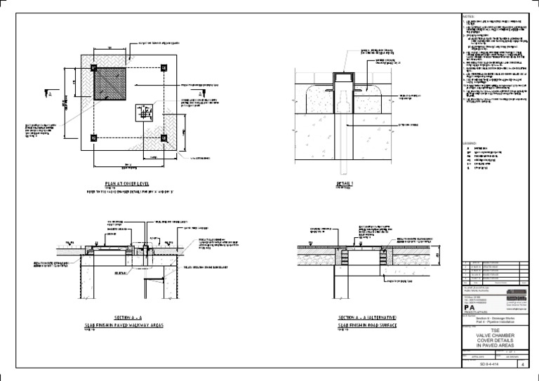SD 8-4-414 Rev 4 TSE Valve Chamber Cover Details - in Paved Areas | PDF