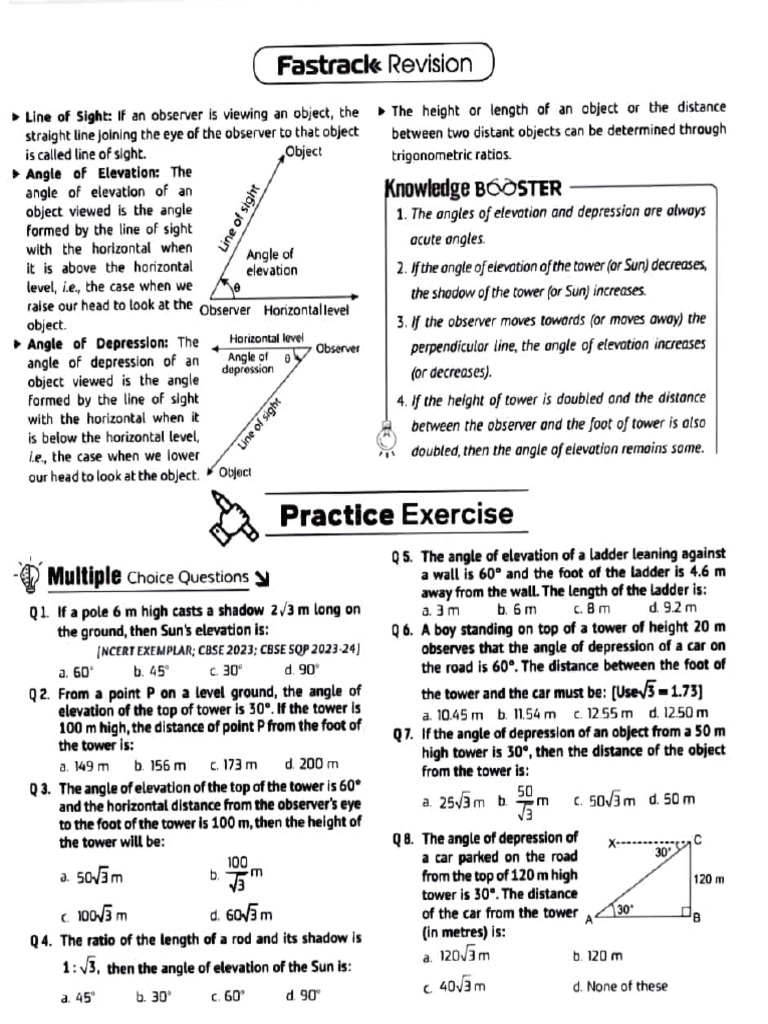 Trigonometric Applications in Heights | PDF | Trigonometric Functions ...