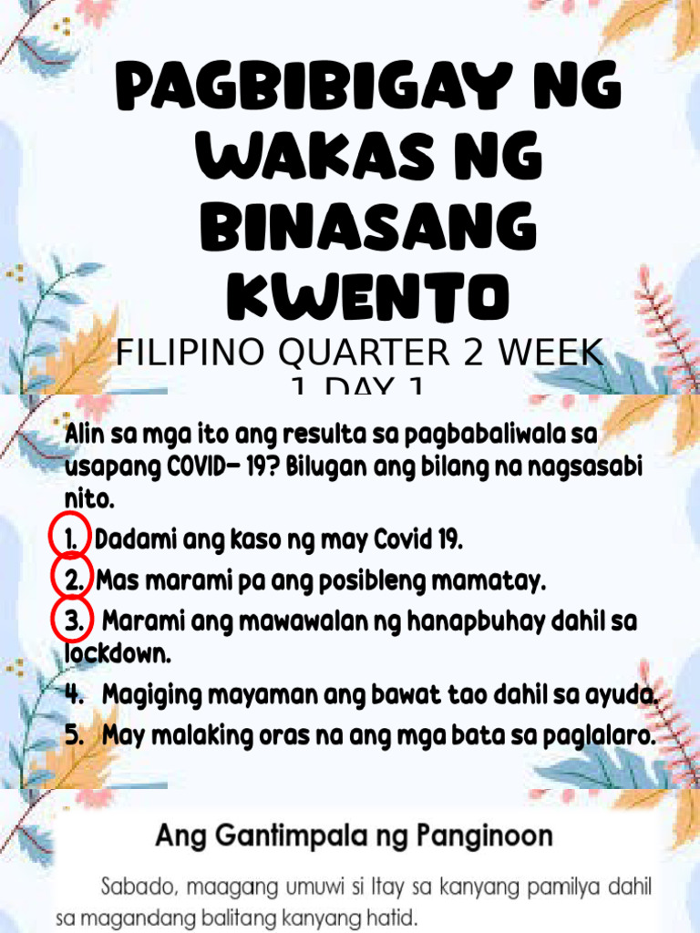 Filipino Quarter 2 Week 1 Day 1 | PDF