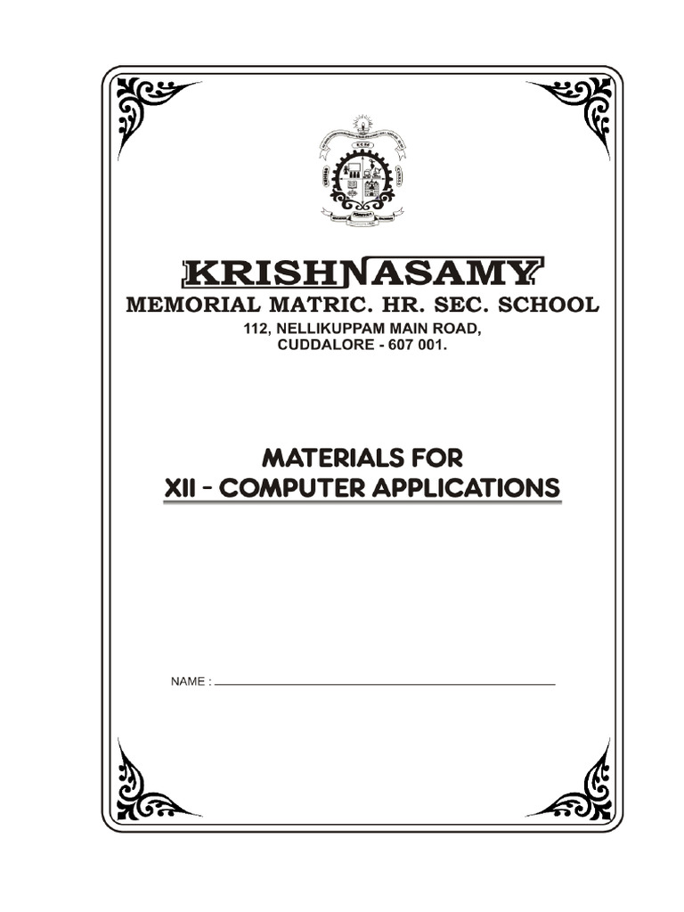 Study Material 2024 XII - Comp Applications | PDF | Relational Model | Databases