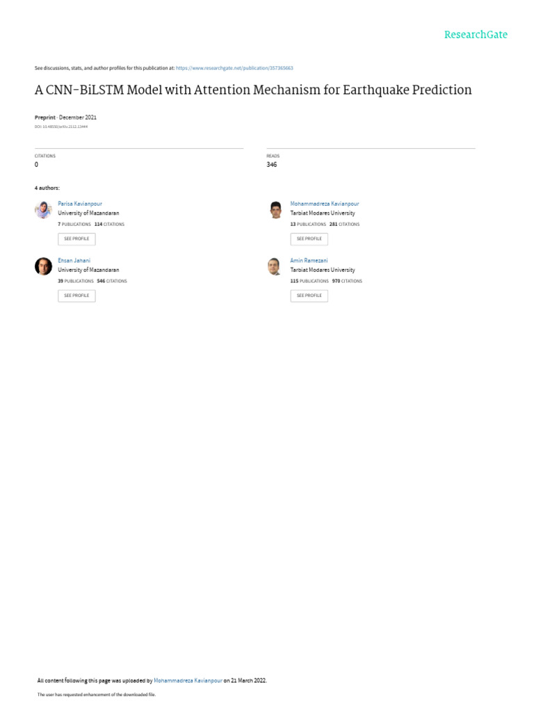 A CNN BiLSTM Model With Attention Mechanism For Earthquake Prediction ...