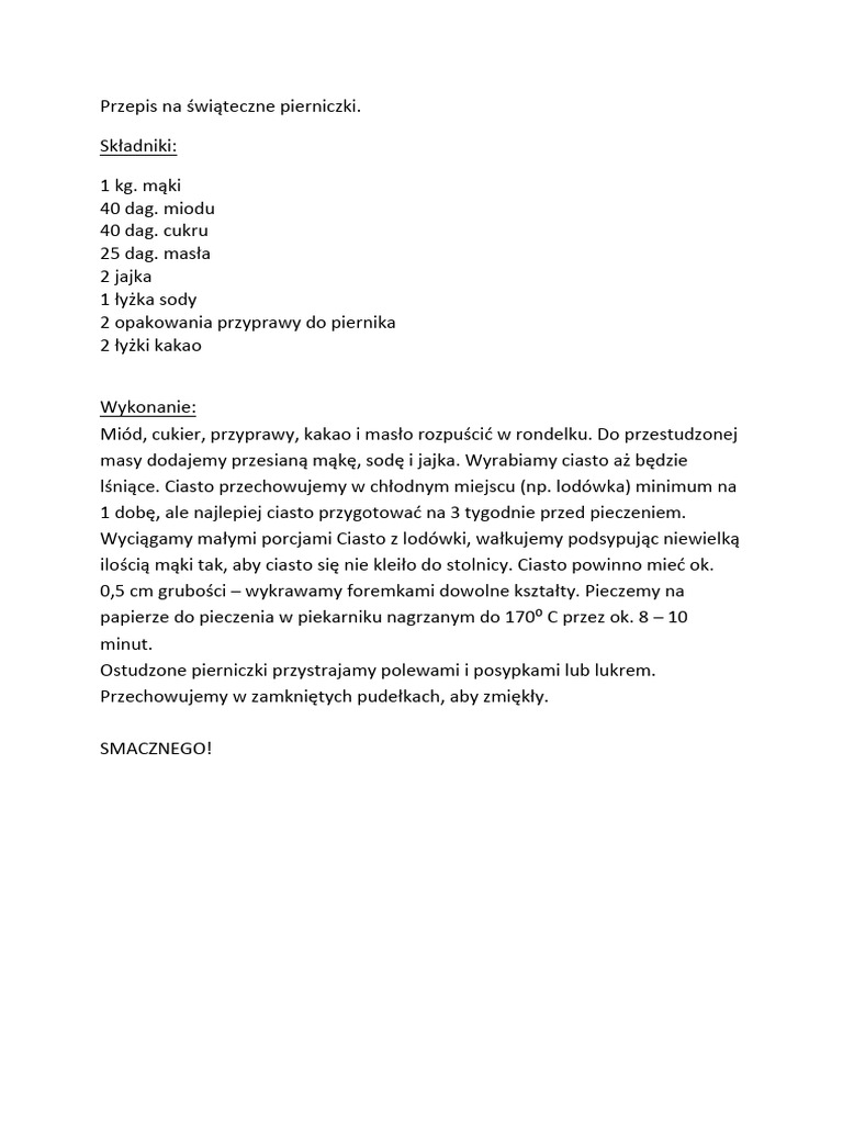 Przepis Na Pierniczki | PDF