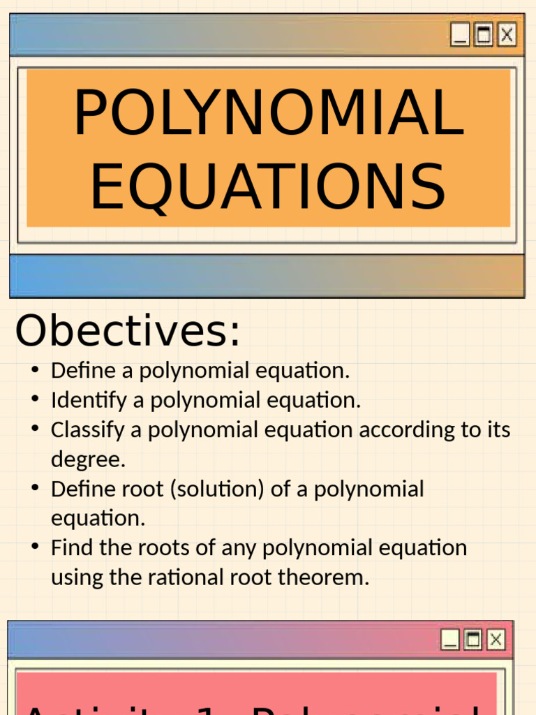 2. Polynomial Equations | PDF | Equations | Zero Of A Function