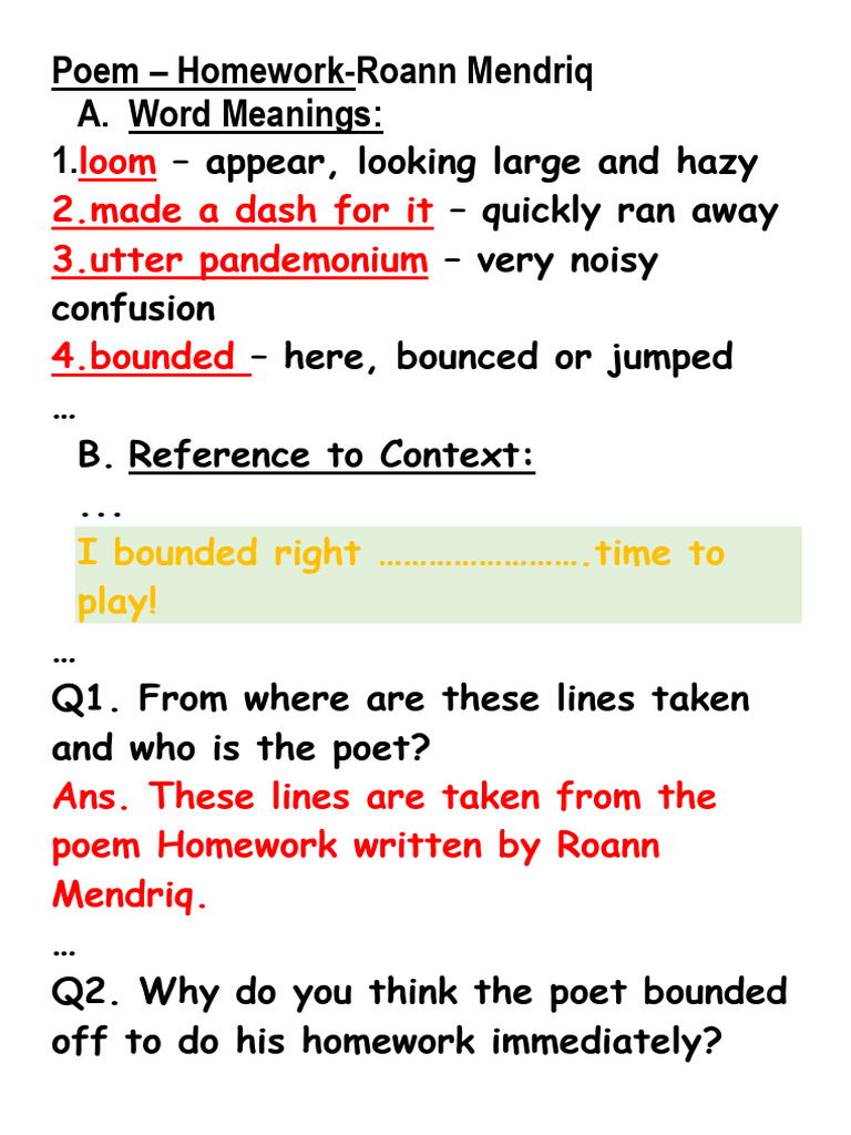 Poem - Homework | PDF