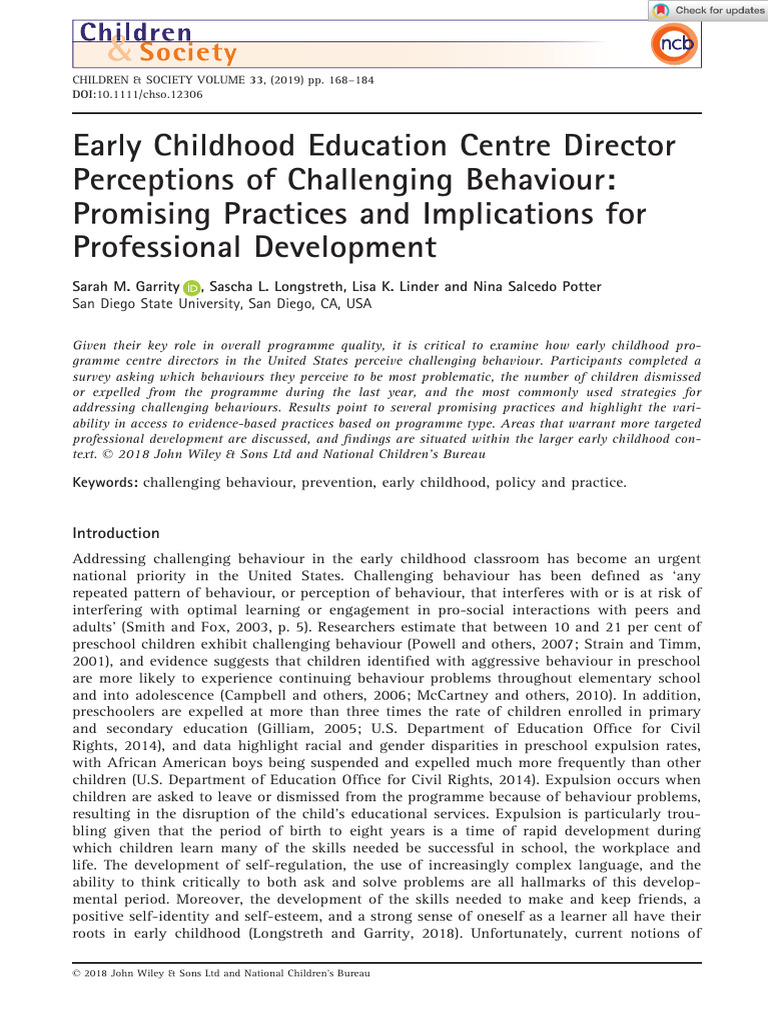 Children Society - 2018 - Garrity - Early Childhood Education Centre ...