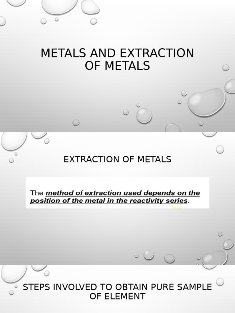 Metal Extraction Methods and Processes | PDF | Iron | Oxide