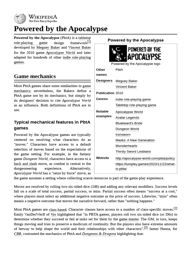 Powered by The Apocalypse | PDF | Role Playing Games | Tabletop Games