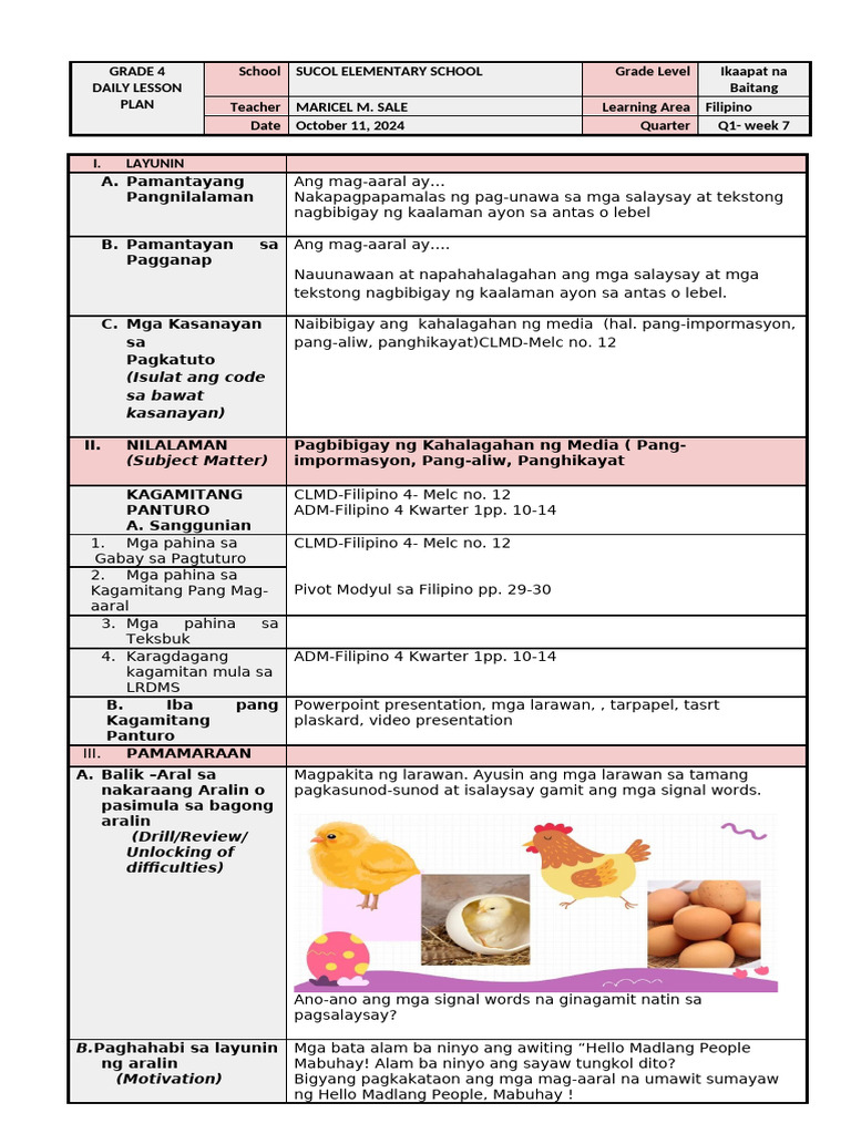 Cot-Filipino 4 q1 w7 | PDF