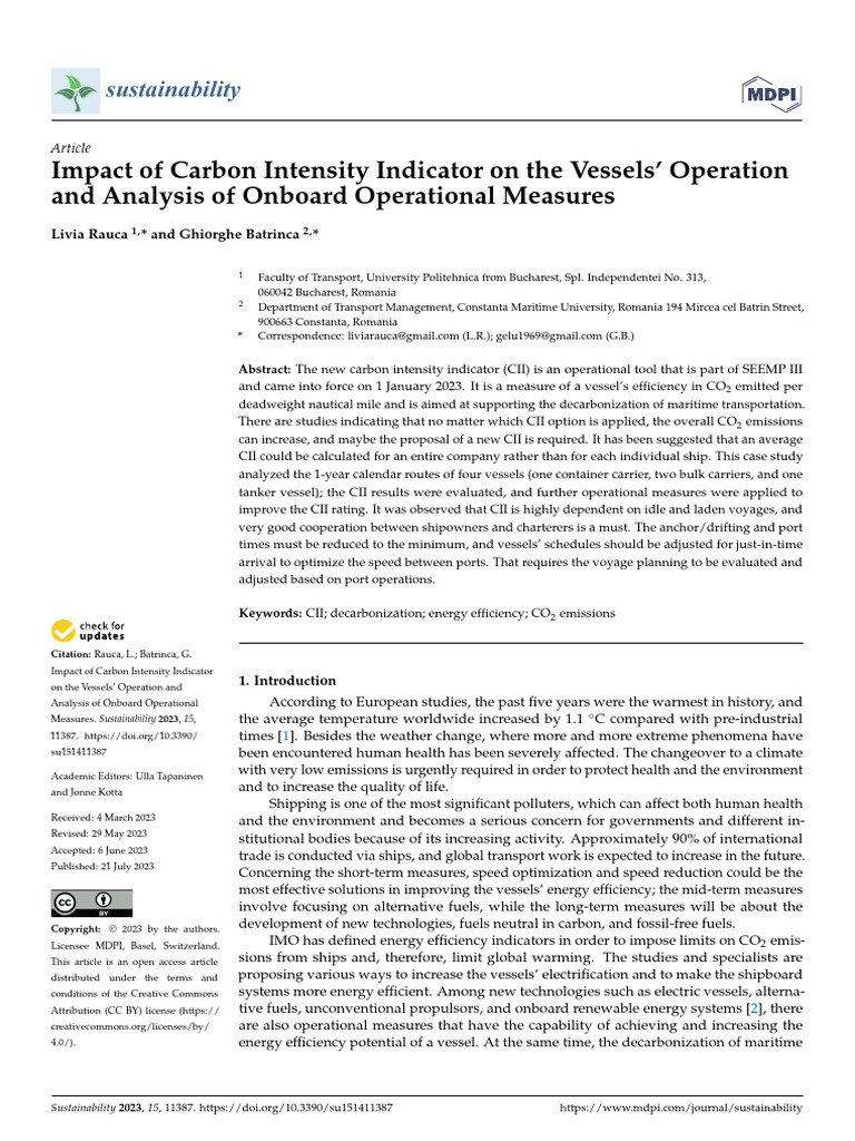 Carbon Intensity's Impact on Vessel Operations | PDF | Ships | Climate ...