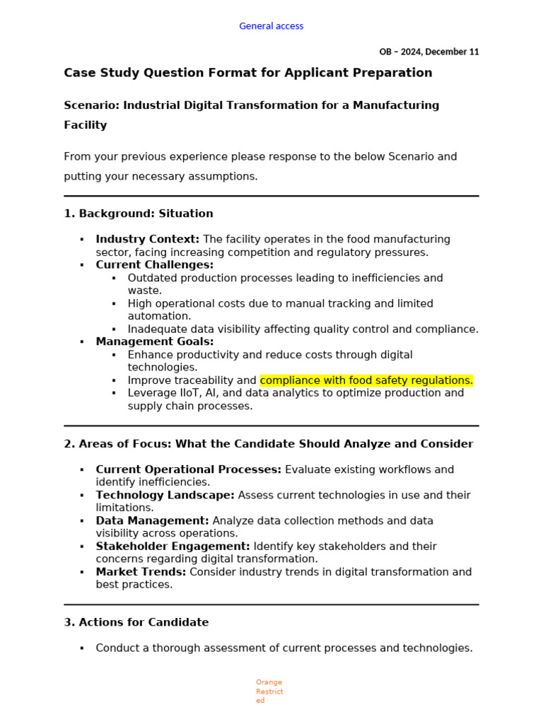 Digital Transformation Case Study: Food Manufacturing | PDF | Analytics ...