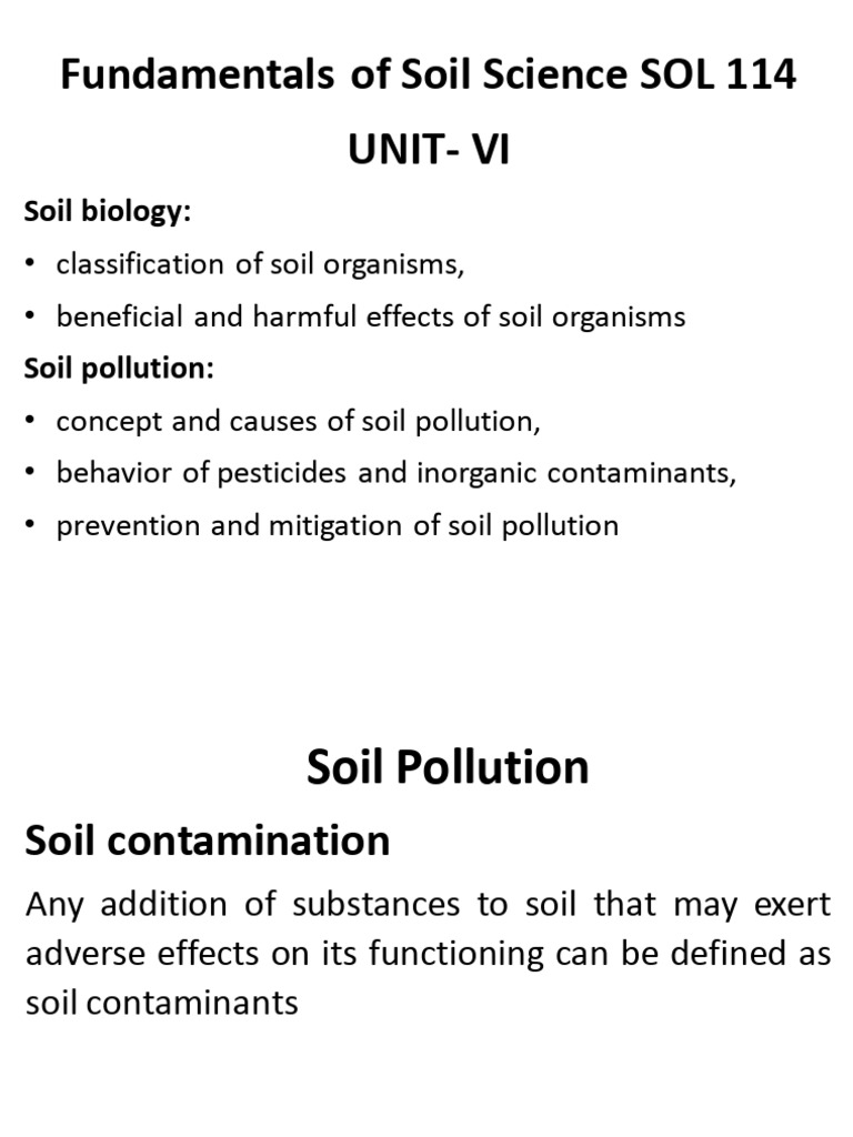 SOL114 Unit 6b Soil Pollution | PDF | Environmental Remediation | Soil