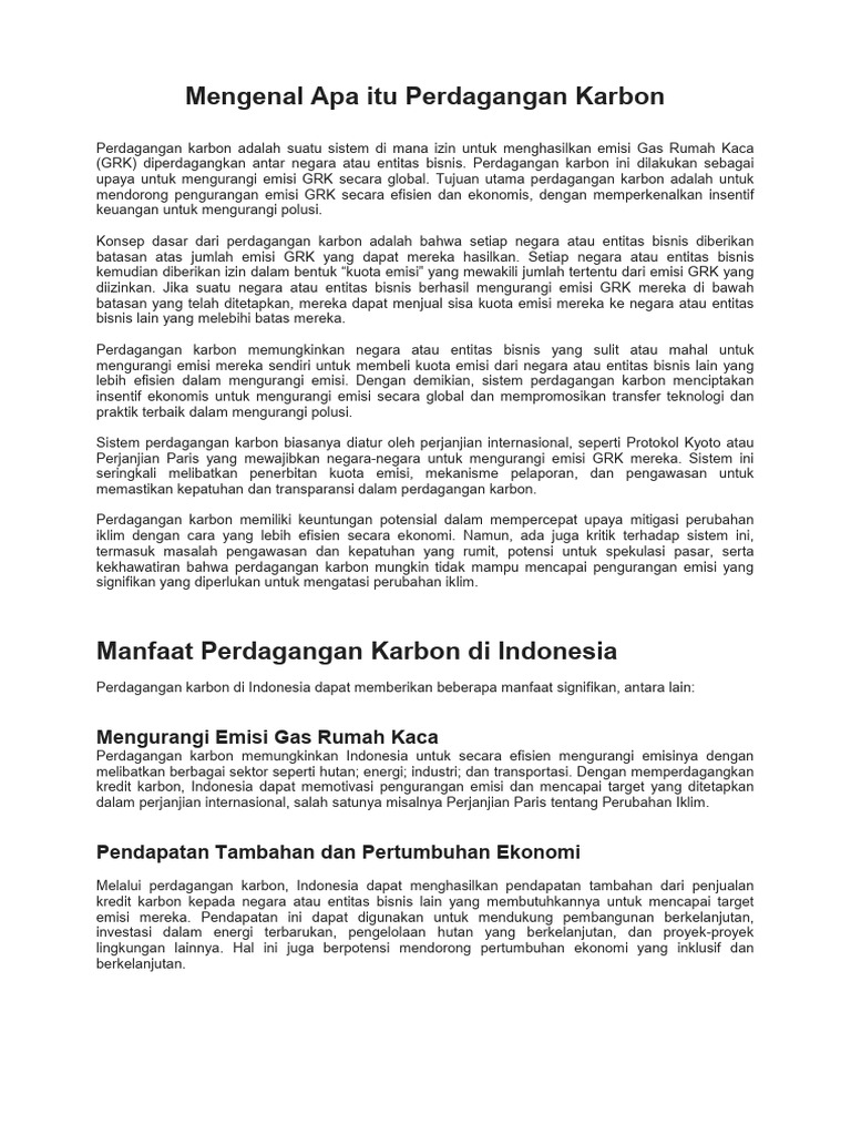 Mengenal Apa itu Perdagangan Karbon | PDF
