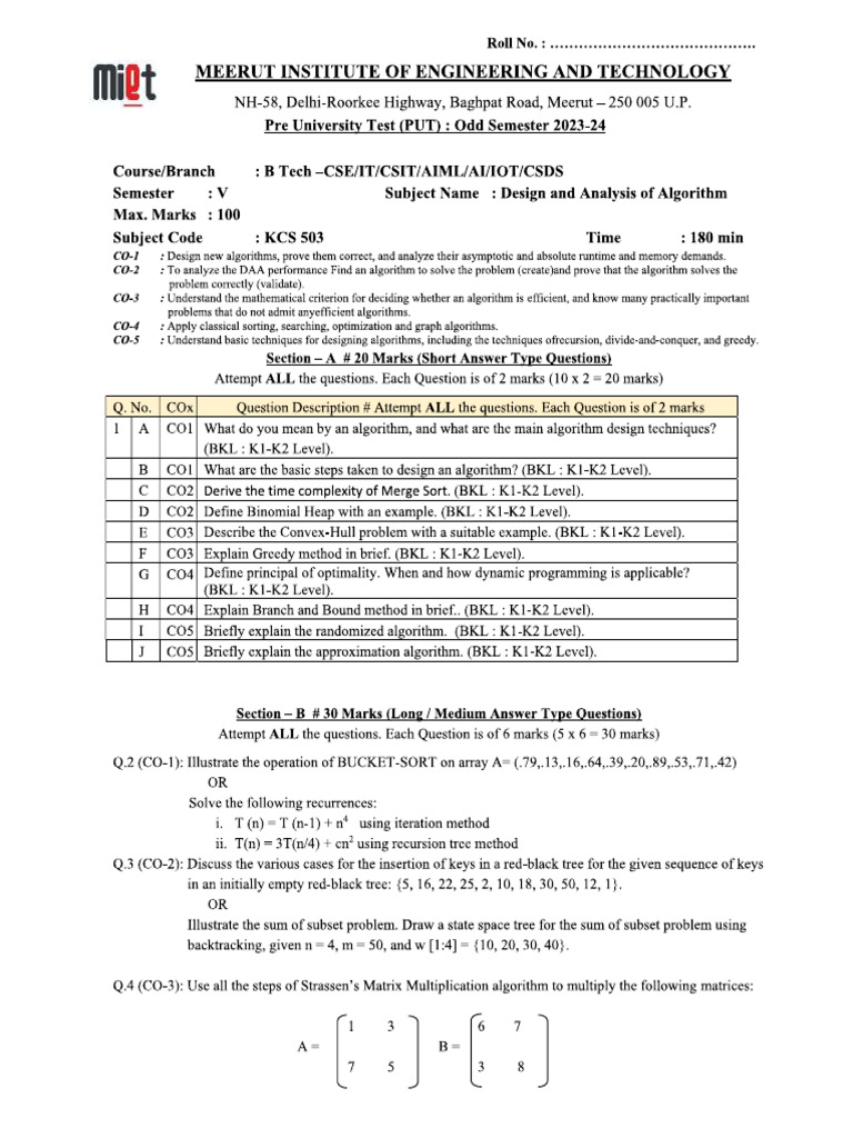 Put Daa Review Paper 231123 154357 | PDF