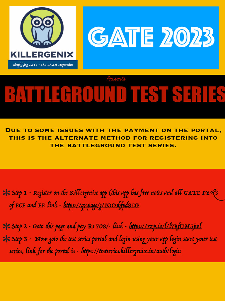 Test Series - GATE OTS 2023 Method To Register | PDF