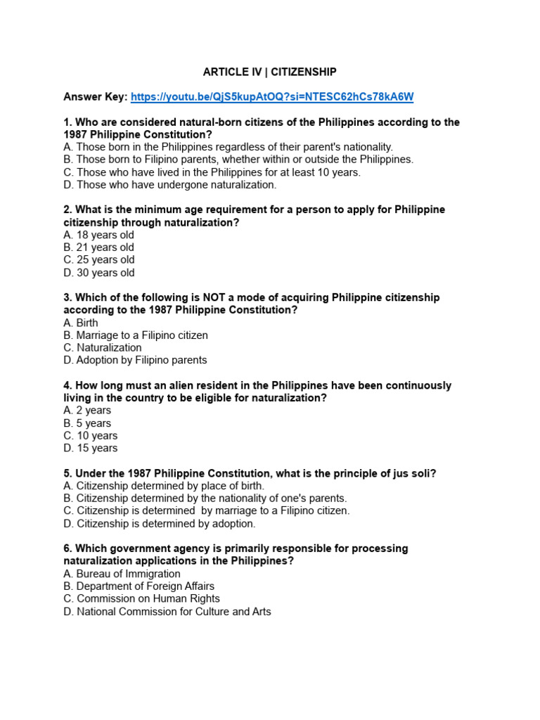 ARTICLE IV_1987PHILCONSTI | PDF | Naturalization | Citizenship