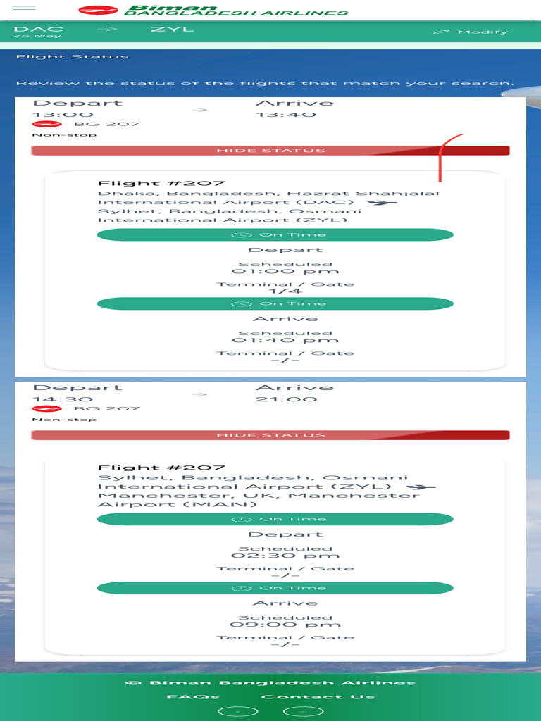 Biman Bangladesh Airlines - Flight Status | PDF