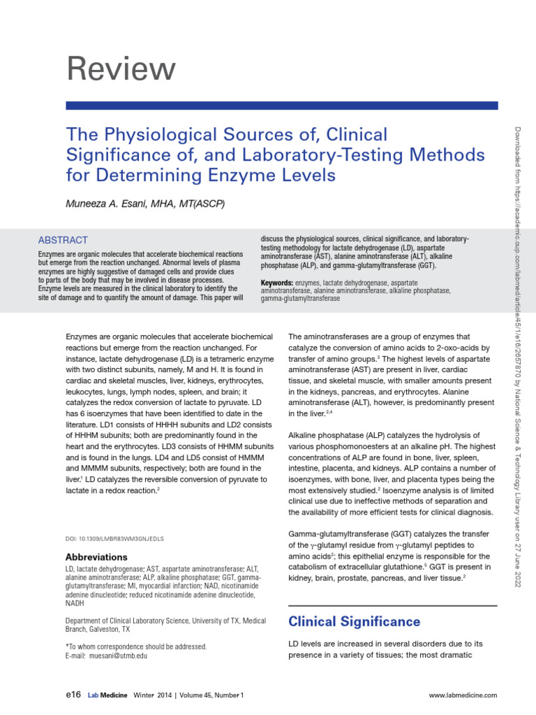 Labmed45-0e16 The Physiological Sources Of, Clinical Significance Of ...